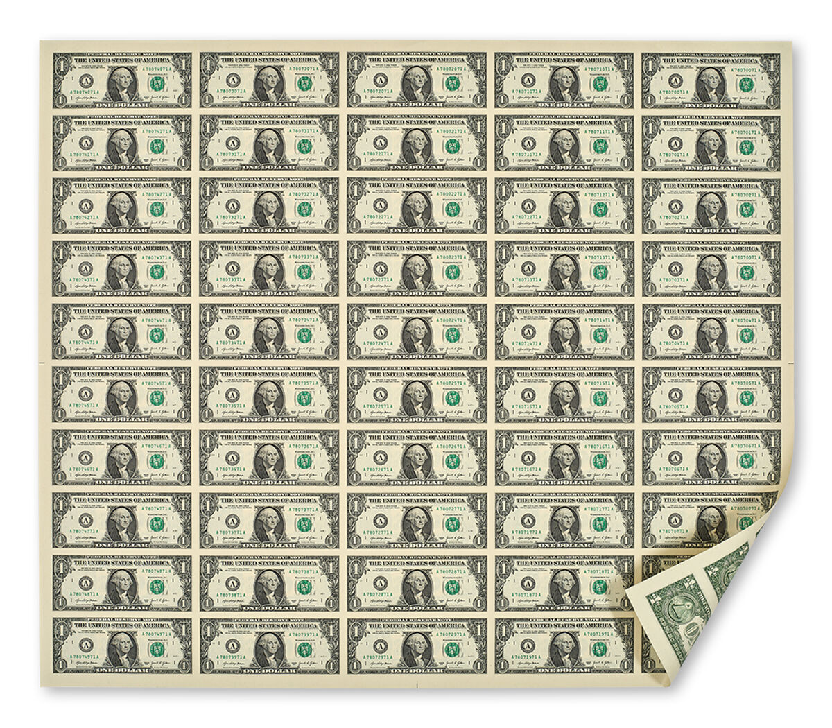 $1 Uncut US Paper Currency Sheet (50-Note) | US Mint